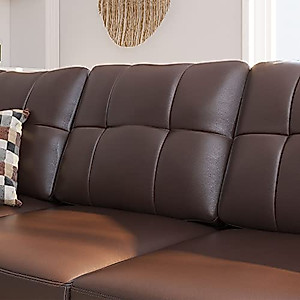 HONBAY Faux Leather Sectional Sofa Couch Reversible L Shaped Couch Sofa 4 Seat Sofa Sectional Couch for Small Apartment