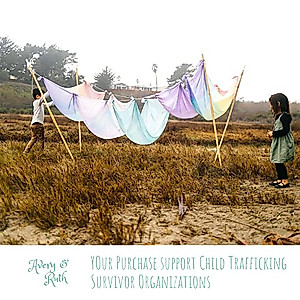 Avery & Ruth 100% Silk Scarves for Kids and Toddlers, Sensory Toys | Bright Square Scarves, Montessori Waldorf Toys Imaginative Pretend Play 90 x 90