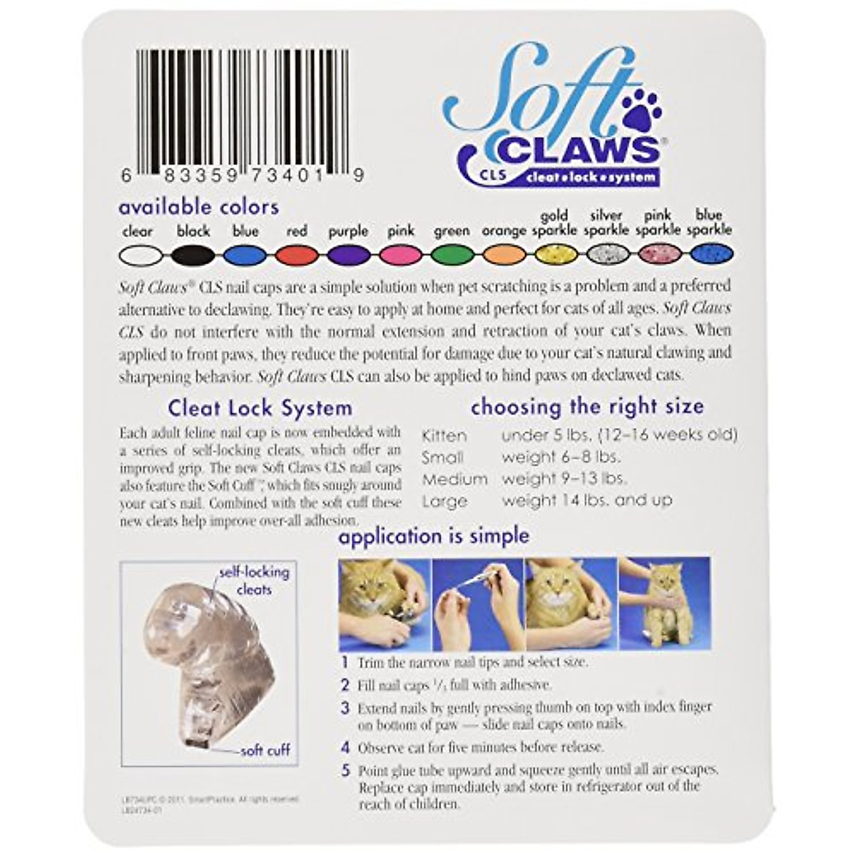 Soft Claws Cat Nail Caps Take-Home Kit, Large, Clear