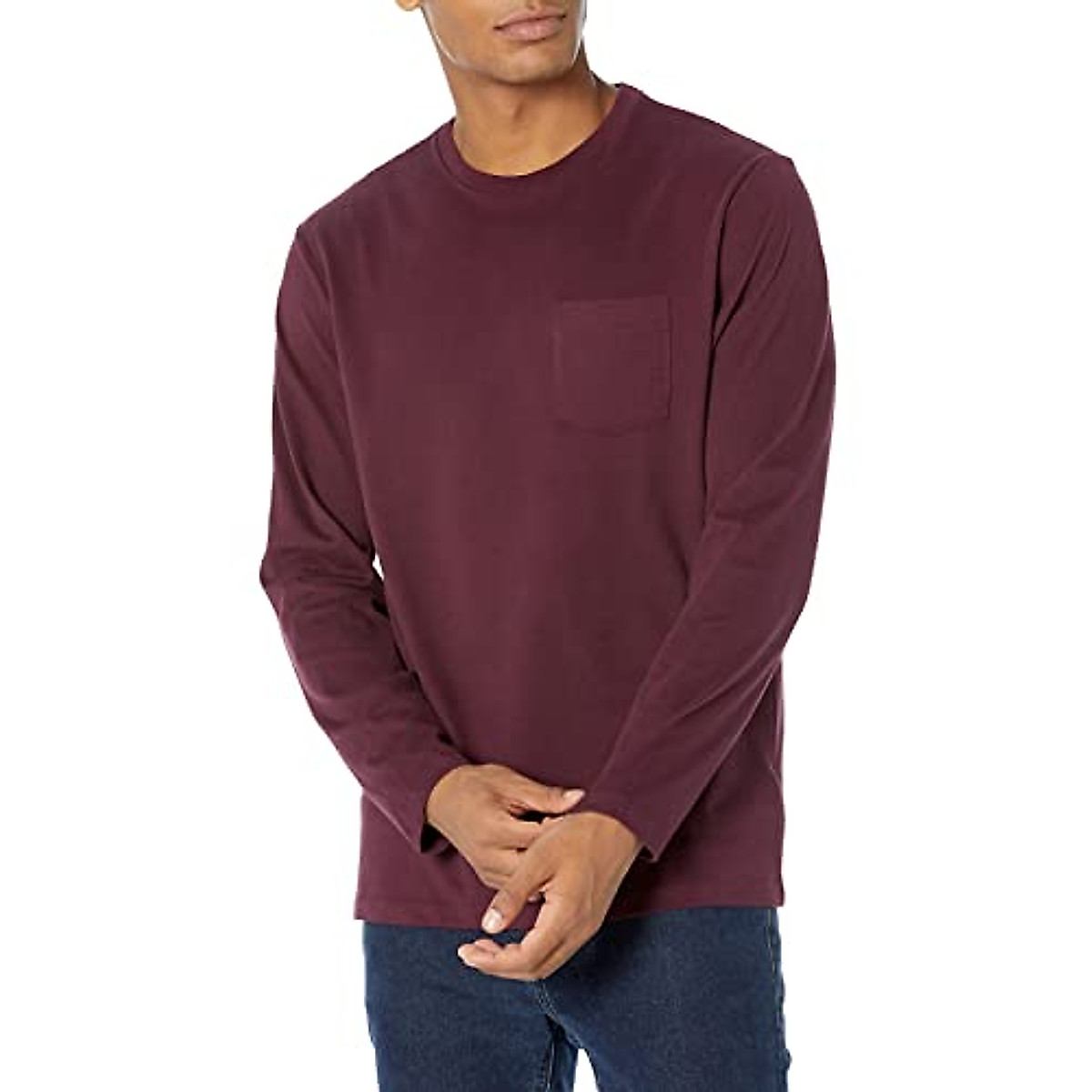 Amazon Essentials Men's Regular-Fit Long-Sleeve T-Shirt, Burgundy, Medium