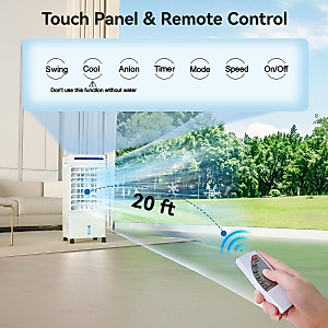 Portable Air Conditioners No Venting Required, 4-IN-1 Indoor Air Conditioner for Bedroom, Stand Up Ventless Portable Air Conditioner, Ac Unit Portable Room Air Conditioners, Evaporative Air Cooler