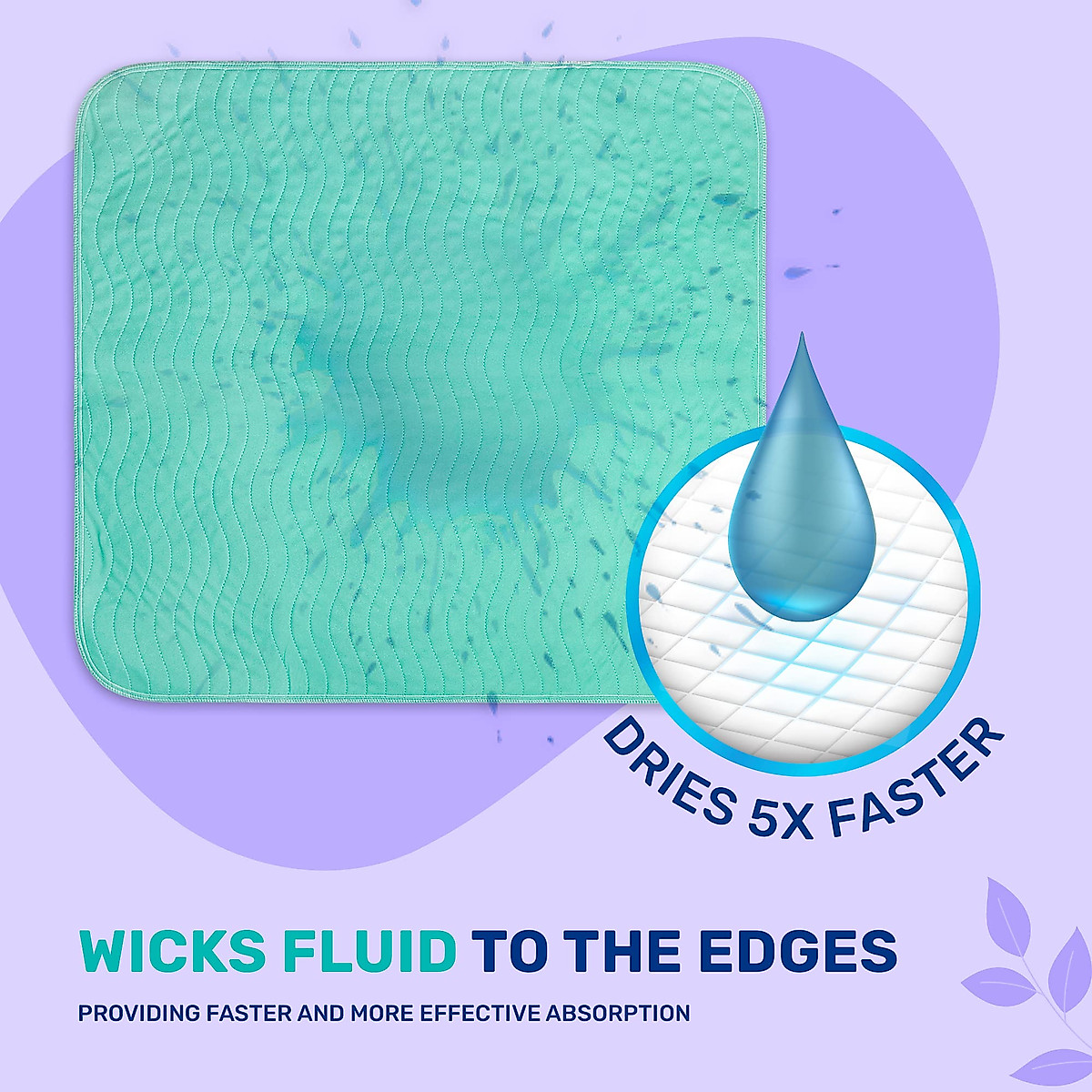 Hearth & Harbor Incontinence Bed Pads Washable Waterproof 34”x36”, Washable Pee Pads for Adults, Elderly, Kids & Pets, Heavy Absorbency Pads for Beds for Incontinence Adults, 4 Pack Reusable Underpads