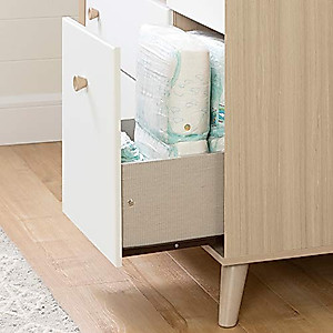 South Shore Yodi Changing Table with Drawers, Soft Elm and White