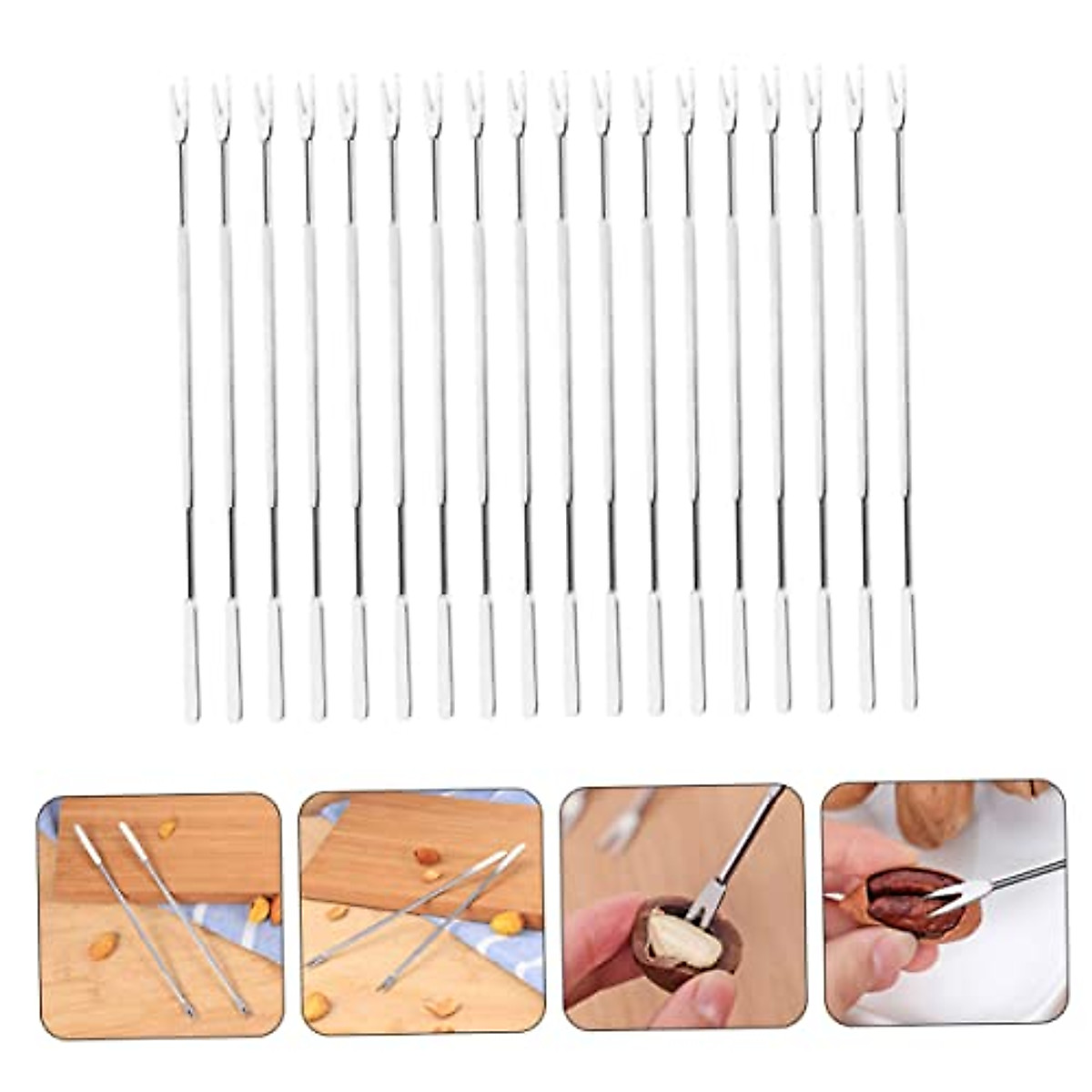 Housoutil 24pcs Multi-function Needle Tool Metal Forks Multipurpose Tool Seafood Needle Shellers Forks Pistachio Opener Seafood Accessory Crab Peeling Tools Seafood Fork Silver Crab