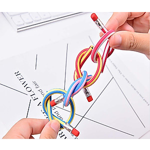 Flexible Bendy Pencil, 35 PCS Flexible Soft Pencil Colorful Stripe Soft Pencils with Eraser as Gift for Students or Children