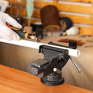 Bench Vise, 𝗚𝗢𝗫𝗔𝗪𝗘𝗘 𝗠𝗶𝗻𝗶 𝗕𝗲𝗻𝗰𝗵 𝗖𝗹𝗮𝗺𝗽 for Workbench, 2.9 inch Swivel Table Vise for Small DIY Projects, Handcraft Creations, Woodworking, Sculpting and Modeling
