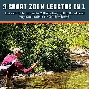 DRAGONtail Foxfire zx280 Zoom Zoom Fiberglass - Hybrid Tenkara Rod, with Level Line Kit - Blue