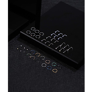 Tornito 20G 42Pcs Stainless Steel Nose Rings Nose Studs Set L-Shaped Bone Curved Nose Stud Piercing Helix Cartilage Tragus Hoop Rings Body Piercing Jewelry for Men and Women 8mm