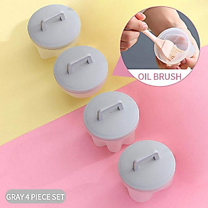 Boiled Egg Maker, 4Pcs Plastic Egg Cooker Boiler Pudding Mold with Oil Brush, Non‑stick Boiled Egg Cooker, Poached Egg Cups, Fast Poaching Egg for Breakfast, Eggs Kitchen Gadgets(gray)
