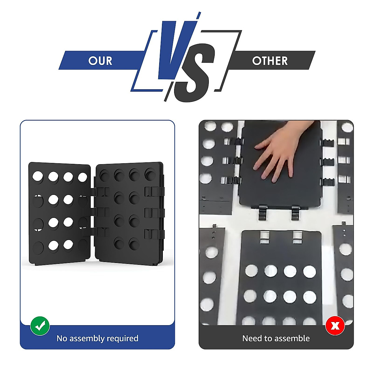 T Shirt Folding Board Shirts Clothes Folder Durable Plastic Laundry Boards,10.23*7.88*1.18 inches Black