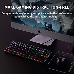 STOGA Mechanical Gaming Keyboard, Anti Ghosting USB Wired Gaming Keyboard with 87 Keys, Alloy Base, 10 Kinds of Backlight Modes LED Backlit
