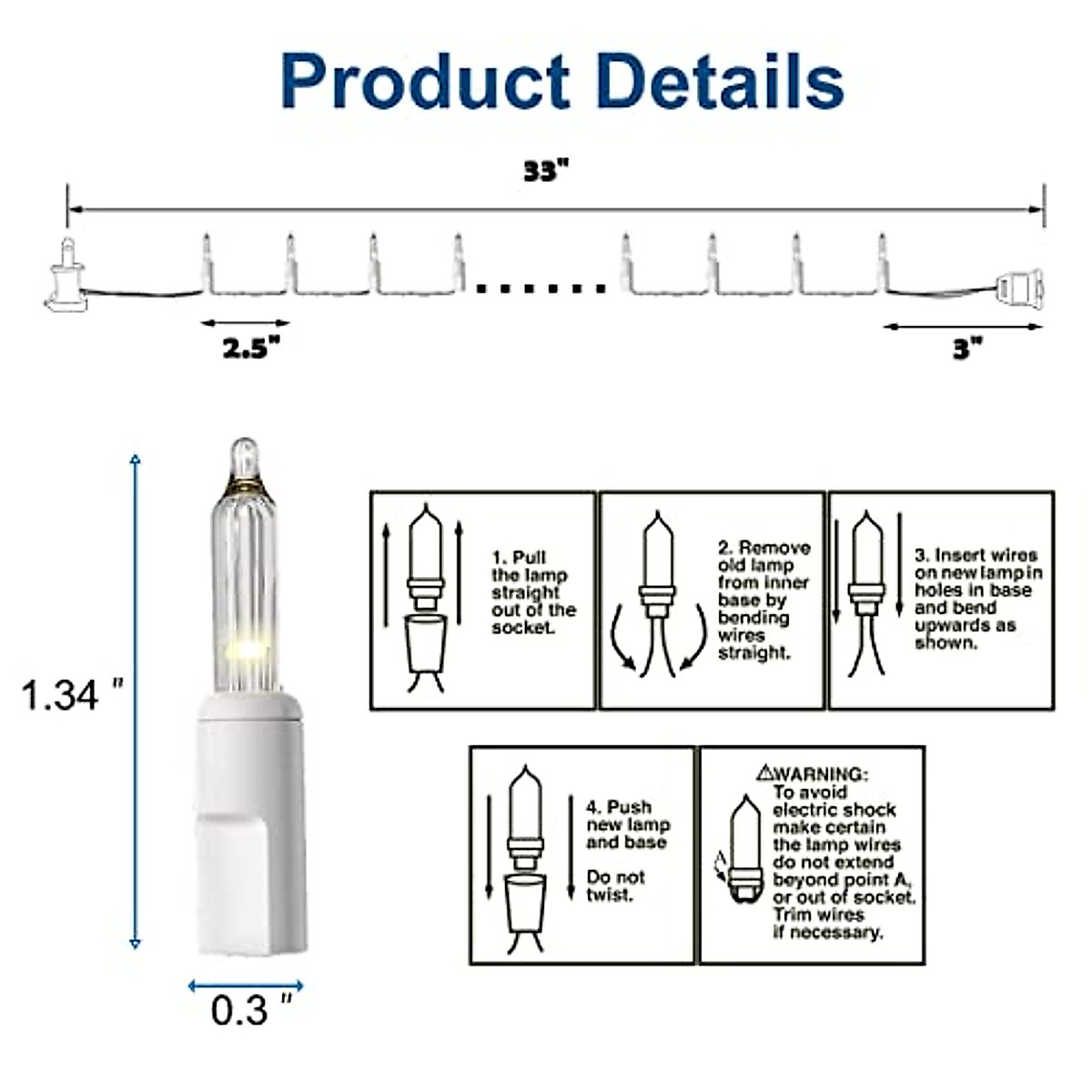 Twinkle Star 2 Pack Christmas Clear Outdoor Lights, White Wire 150-count Lights 120V UL Certified Incandescent Mini String Light, Connectable for Xmas Tree Home Patio Holiday Party Garden Decorations