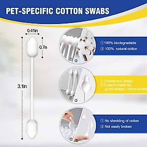 Ninibabie Ear Cleaning Solution for Dogs and Cats,Dog Ear Infection Treatment,Removes Wax and Odor with Pet Large Cotton Swabs 60pcs,Helps for Dog Ear Wash&Cat Ear Cleaner