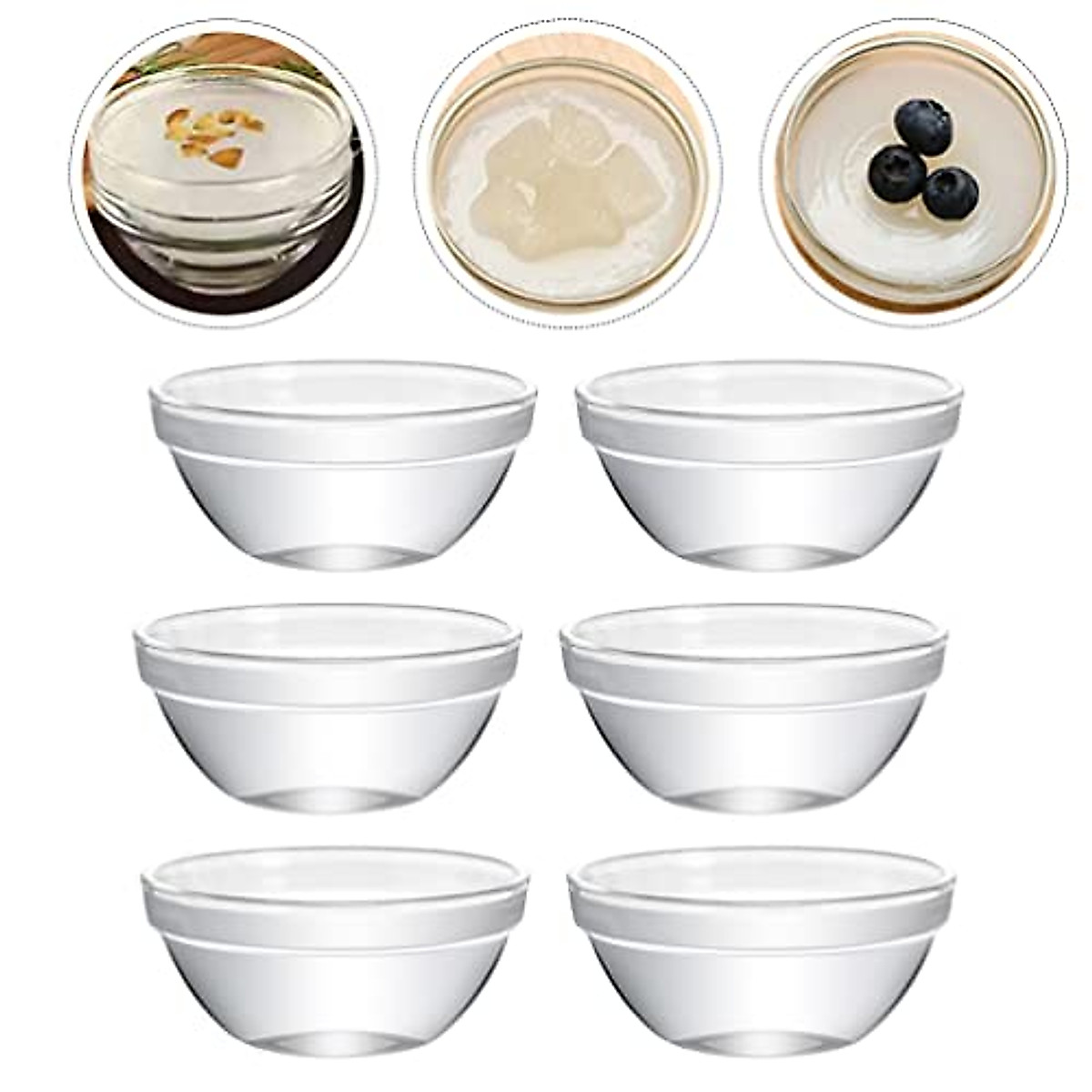 UPKOCH Round Dessert Dishes 8pcs Stacked Glass Bowls Pudding Bowls Glass Ramekins Bowls Mini Glass Bowls for Kitchen Prep Dessert Dips and Candy Dishes Nut Bowls Clear Round Side Dishes