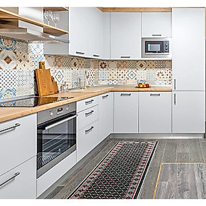 Gloria Kitchen Mat Low Profile Non Slip Skid Resistant Thin Kitchen Runner Rugs (2x7, 1992-Gray)