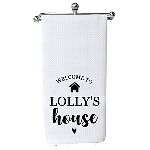 PXTIDY Lolly Grandma Gift Tea Towel Dish Towel Lolly Housewarming Gift First Home Gifts Home Owner Gift (Welcome to LOLLY'S House)
