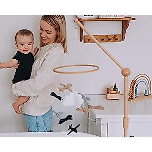Sorrel + Fern Wooden Baby Crib Mobile Arm - Baby Mobile Holder Arm (31 inch, 100% Natural Beech Wood) - Strong Anti Slip Attachment - Nursery Decor