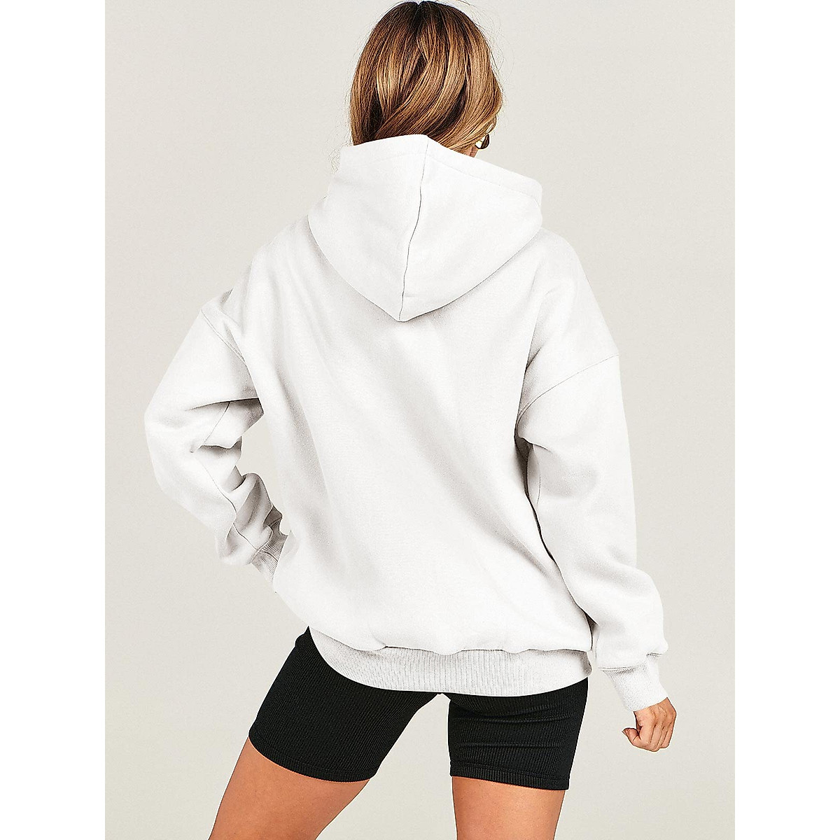 ANRABESS Women’s Fleece Oversized Hoodies Sweatshirt Solid Winter Pullover Hoodie Comfy Loose Fall Trendy Y2K Tops for Teens White A1023baise-M