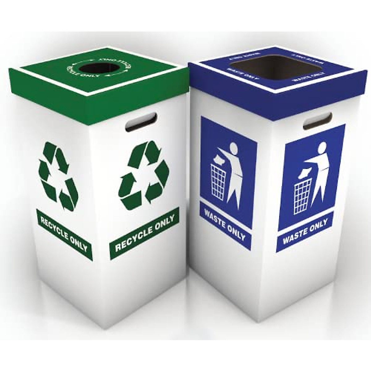 *New* One Earth ''Recycle ONLY'' Printed Cardboard Box Set: Box + Lid + Trash Bag Set (Recycle Only Print), Quantity = 10 Sets,Green