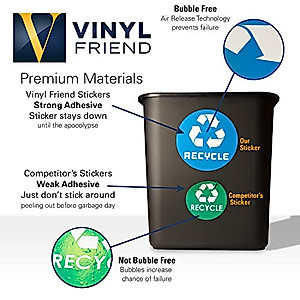 6 Pack (6in x 6in) Recycle Logo and Trash can Sticker to Organize Your Trash - 7 Mil - Laminated - for Trash cans, Garbage containers and Recycle Bins - Premium Vinyl Decal