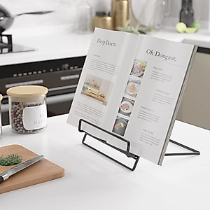 Cookbook Stand Holder for Kitchen Counter, Recipe Book Stand for Reading Hands Free(Black)
