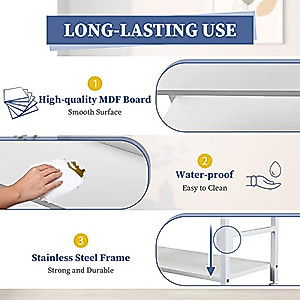 70.8 inch Tall Bookcase Book Organizer 6 Tier Industrial Rustic Bookshelf Storage Display Shelves with Round Top Frame Adjustable Foot Pad Open Metal Farmhouse Wooden Book Shelf,for Room/Office,White