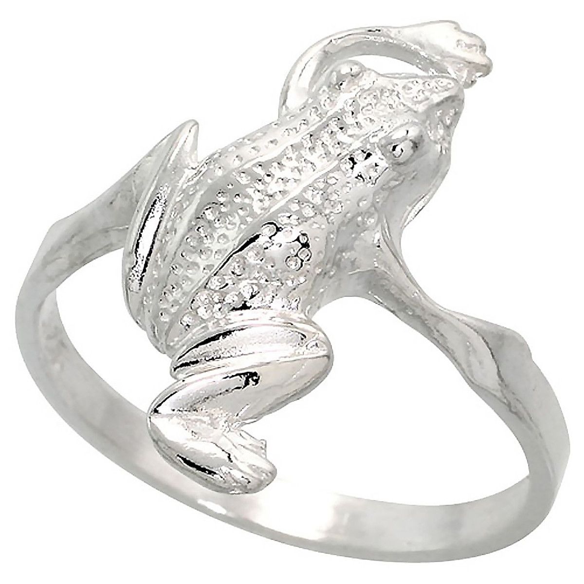 Sterling Silver Frog Ring Polished finish 3/4 inch wide, size 9