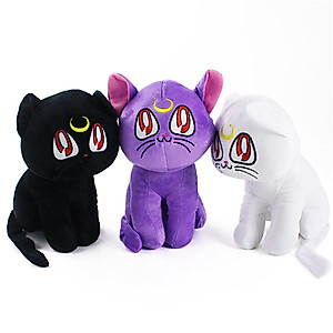 LINKOM Anime Plush Doll Pet Cat Soft Plushie Stuffed Animal Figure Toy 11” Gift Decoration for Kids Girls (28cm/11inch, Black)