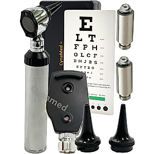 Student Home Use Excellent Otoscope Kit Set Led Otoscope 3.5v Black with Hard Case Plus Extra Replacement Bulb Plus Specula Cynamed