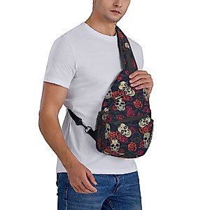 Fylybois Skull Sling Bag Travel Crossbody Backpack for Women Crossbody Chest Daypack Presents