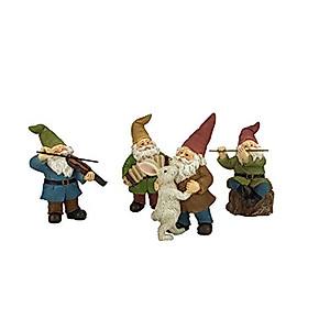 GlitZGlam Happy Gnomes Dancing Celebration! - 4- Piece Musical Garden Gnome Set for The Miniature Fairy Garden