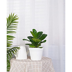 homenote Pots for Plants, 8 Pcs 7.5 inch Plastic Planters with Multiple Drainage Holes and Tray - Plant Pots for All Home Garden Flowers Succulents, Cream White