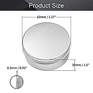 Othmro 5pcs 5.1oz Metal Round Tins Aluminum Tin Cans Containers with Screw Lid, 83 * 38mm(DxH) Silver tin cans for Salve, Spices, Lip Balm, Tea or Candies 150ml