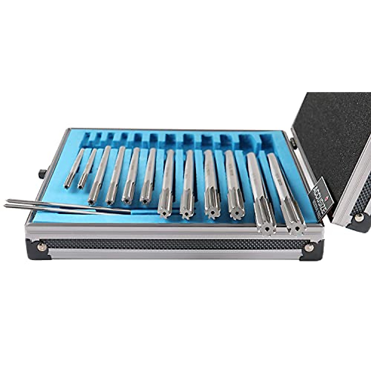 Accusize Industrial Tools Over and Under Sizes 0.1240'' Thru 0.5010'' HSS M2 Premium Chucking Reamer Set, Right Hand Cut, 14pcs/Set, 5528-SX00