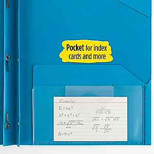Five Star 2 Pocket Folder, 4 Pack, Plastic Folders with Stay-Put Tabs and Prong Fasteners, Holds 8-1/2” x 11" Paper, Writable Label, Assorted Colors (38064)