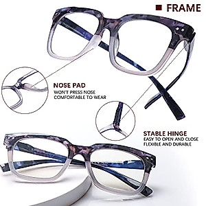 MAEOWN 5 Pack Reading Glasses Blue Light Blocking Fashion Ladies Readers, Computer Square Eyeglasses for Women, with Spring Hinges (5 Pack Mix Color, 1.25, multiplier_x)