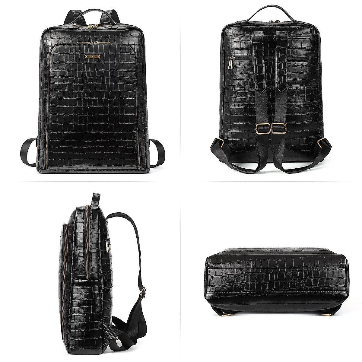 CLUCI Leather Laptop Backpack for Women 15.6 inch Computer Bag Large Travel Vintage College Daypack Business Bags Off-white With Brown