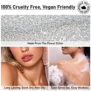 Pjordo Body Glitter Spray, Shimmer Spray, Gold Glitter Spray for Hair and Body, Glitter Hairspray, Quick Dry Long-Lasting Highlighter Powder Spray for Women Christmas Makeup Party Festival Rave 4FL.OZ