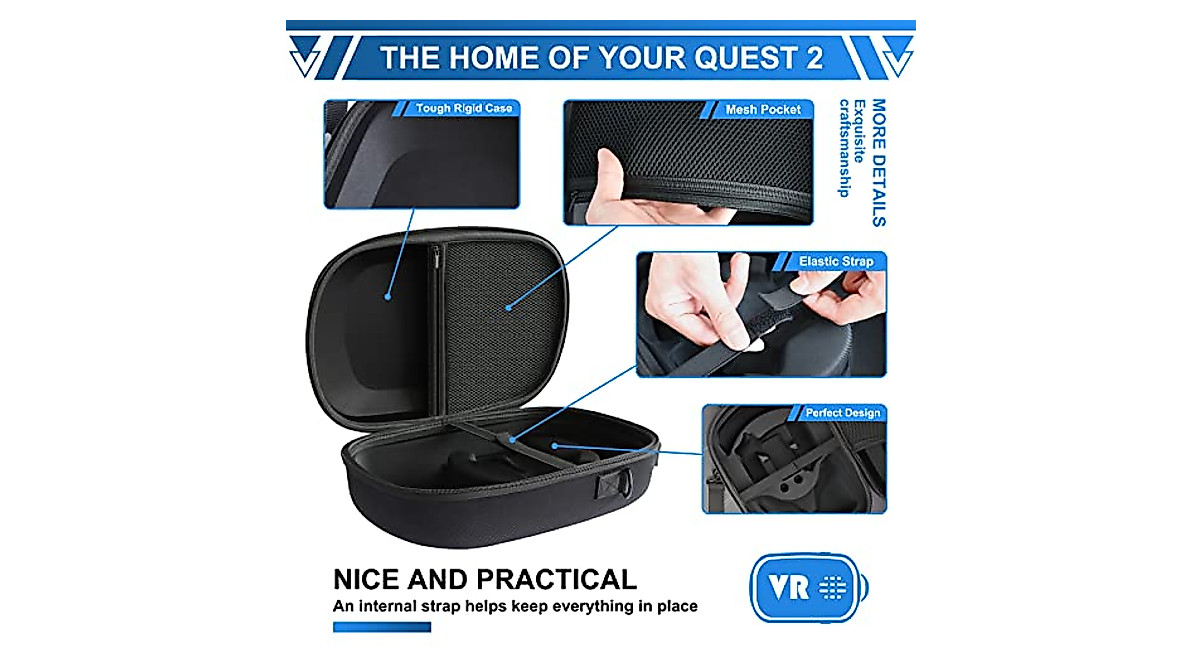 Travel Case for Oculus Quest 2 - Portable VR Storage with Shoulder Strap