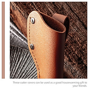 TOPBATHY 2pcs Leather Fish Filleting Knives Blade Guards Protector Butcher Chef Cutter Holders Cases with Belt Loop for Kitchen Cutlery Accessories Light Brown