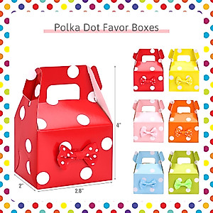 HONEYGIFTS 30PCS Polka Dot Favor Boxes, Gable Treat Boxes Small Candy Boxes Colorful Polka Dot Boxes Party Supplies for Kids Snacks Candy Birthday Party Wedding