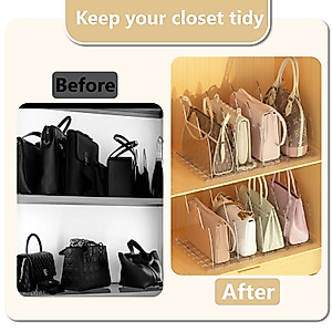 Purse Organizers for Closet,Acrylic Purse Organizer for Closet,Adjustable Handbag Storage Organizer,Shelf Dividers for Closet Organization (Clear)