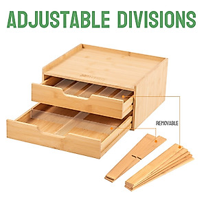 Bamboo Coffee Pods Holder Storage Compatible with Keurig K Cup Espresso Pods Tea Bag Organizer Drawer with Lip Panel for Kitchen Office Coffee Bar