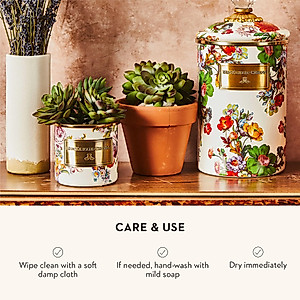 MACKENZIE-CHILDS Mini Enamel Canister, Kitchen Storage Container for Sugar or Loose-Leaf Tea, 14 Ounces, White Flower Market