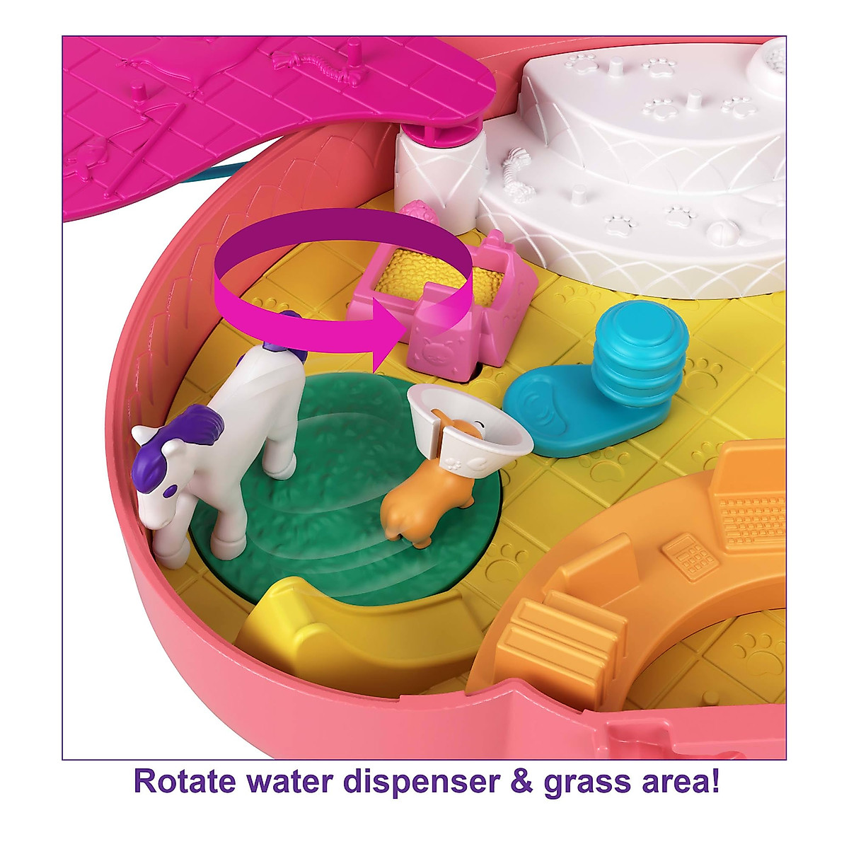 Polly Pocket Starring Shani Cuddly Cat Purse, Pet Vet Theme with 2 Micro Dolls & 18 Accessories, Pop & Swap Peg Feature, Great Gift for Ages 4 Years Old & Up, HGT16