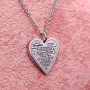 VIMIEW Father to Daughter Necklace Inspirational Mother's Day Gifts Love from Dad Heart necklace - Some times it's hard to find words to tell you how much you mean to me.