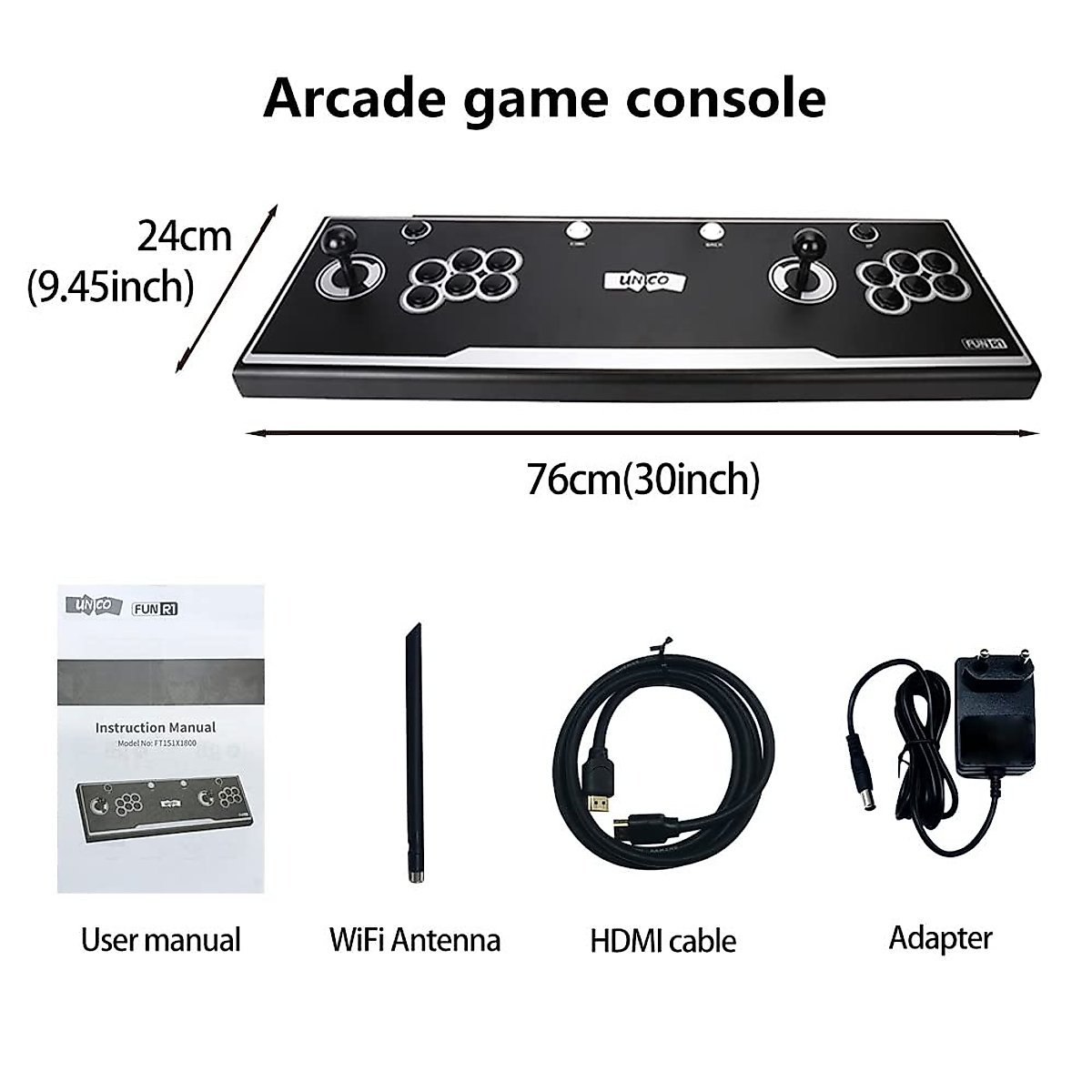 UNICO Game Arcade Game Console, 44 Pre-Loaded Genuine SNK Games, Two Joysticks for Two Player, HDMI Output to TV/Monitor