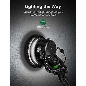 Drywall Sander, Ginour 750W Powerful Wall Sander, 7 Variable Speed 1000-1800RPM Electric Sander with LED Light, Extendable Handle, Portable Bag, Dust Hose, 12PCS Sanding Discs, for Ceiling and Wall