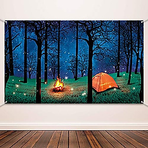 Blulu Forest Scene Camping Backdrop Supplies Camping Photography Background Photo Shoot Backdrop Party Decoration for Camping Theme Party Birthday Party Baby Shower