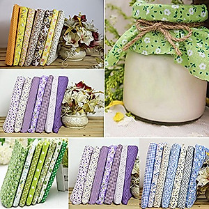 Gaweb Square Shape, Flower, Striped, Polka Dot Cotton Fabric,7Pcs 25x25cm Cotton Fabric Flower Polka Dot Bundle DIY Patchwork Quilt Cloth Purple (7pcs / Set)